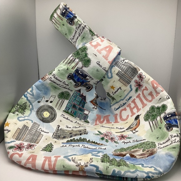 Hand Crafted bag | Bags | Handmade Michigan Print Knot Bag Purse ...